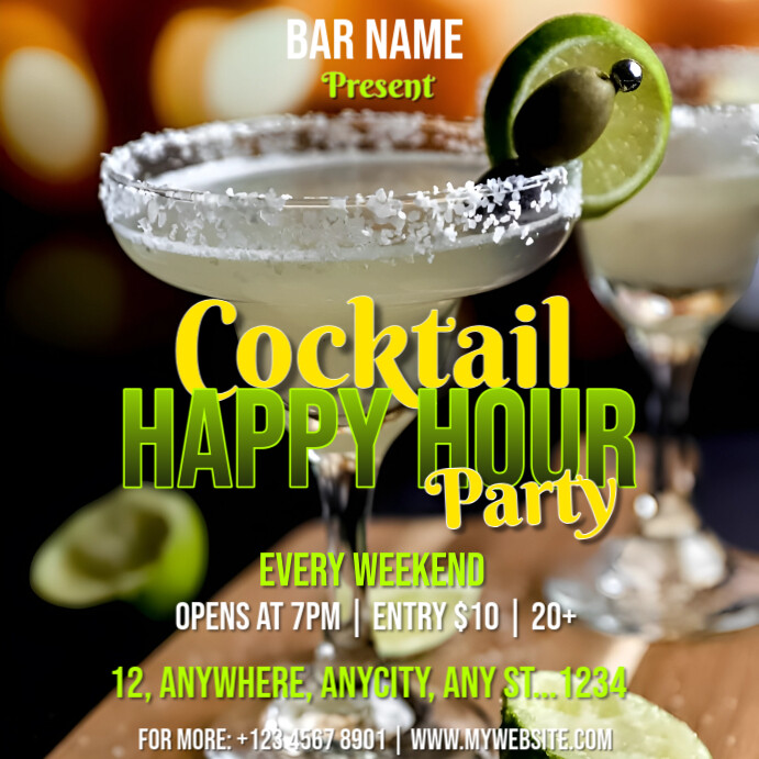 Copy of Black Joyful Cocktail Happy Hour Party Flyer Instagram Post ...