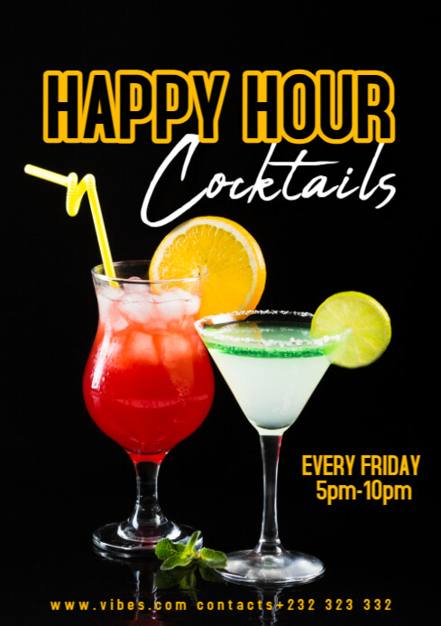 Copy of Black Joyful Cocktails A4 | PosterMyWall