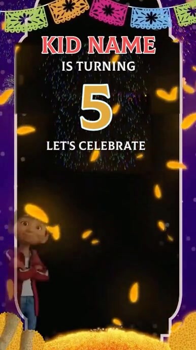 Copy of Black Joyful Coco Birthday Invitation With A | PosterMyWall