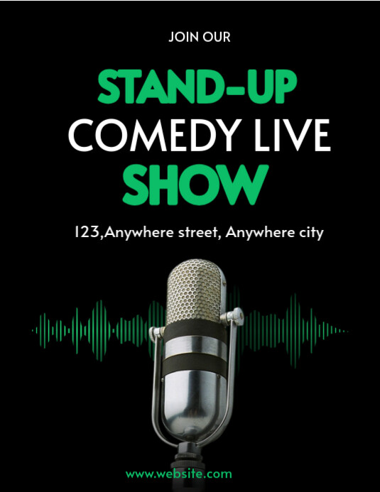 Black Joyful Comedy Live Flyer (us Letter) Template | PosterMyWall