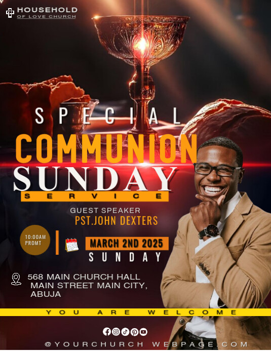 Black Joyful Communion Sunday Flyer (us Letter) Template | PosterMyWall