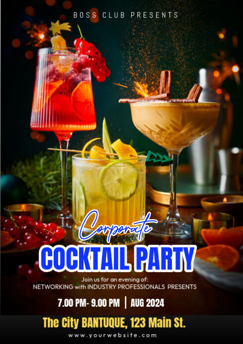 Copy of Black Joyful Corporate Cocktail Hour A4 | PosterMyWall