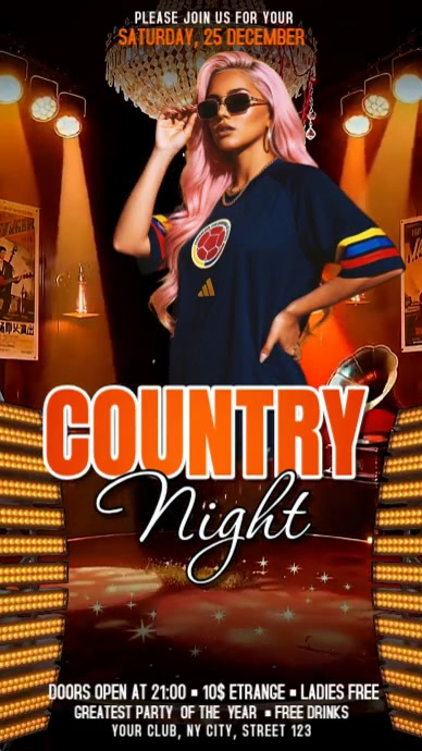 Black Joyful Country Night Party Instagram Story Template | PosterMyWall