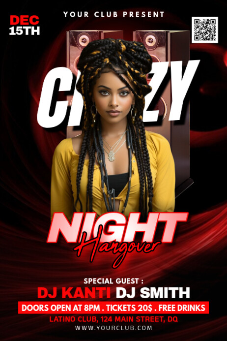 Black Joyful Crazy Night Hangover Poster Template | PosterMyWall