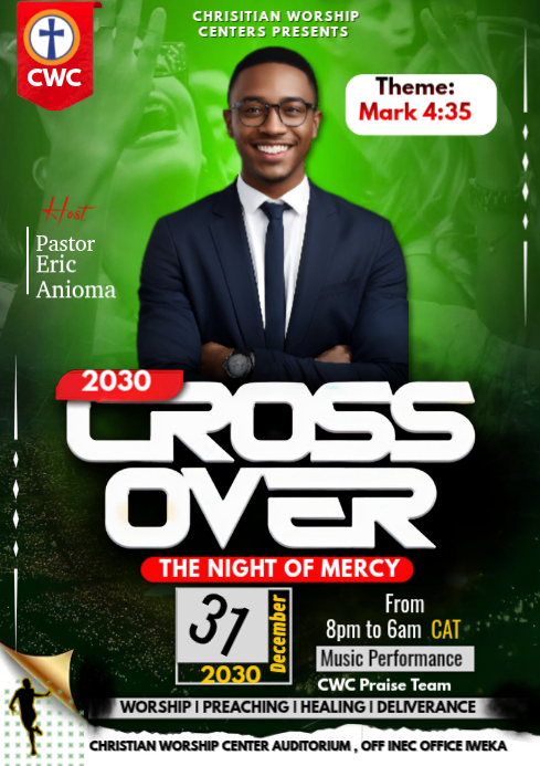 Plantilla de Black Joyful Cross Over Night Service Template A3 ...