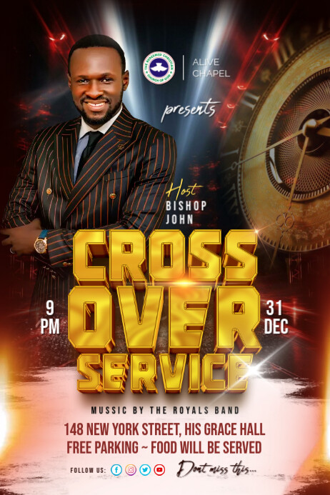 Black Joyful Cross Over Service Poster Poster Template | PosterMyWall