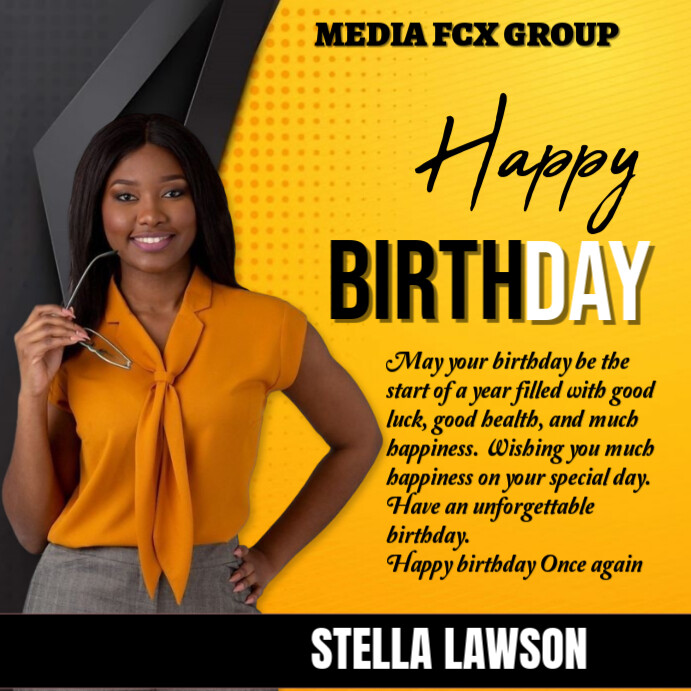 Black Joyful Customizable Happy Birthday Template For Company To ...