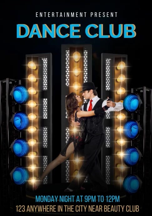 Black Joyful Dance Classes A4 Template | PosterMyWall