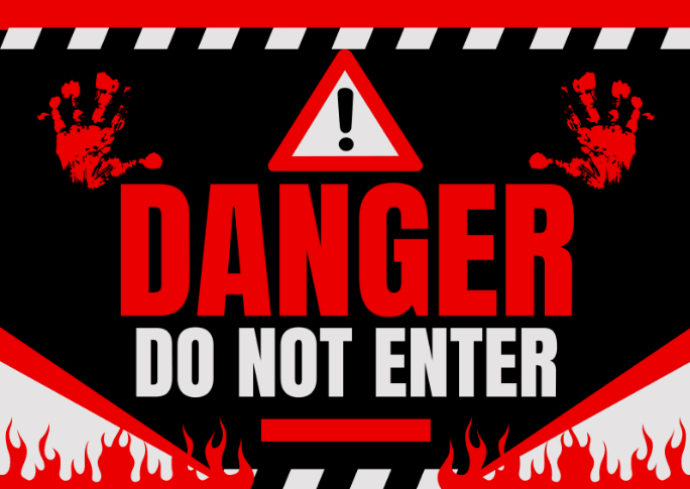 Black Joyful Danger Warning Sign – Do Not Enter | Hazard Zone Safety ...