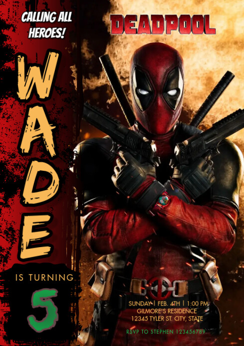 Copy of Black Joyful Deadpool Birthday A4 | PosterMyWall