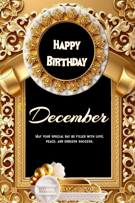 Black Joyful December Birthday Poster Template | PosterMyWall
