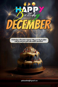 Black Joyful December Birthday Poster Template | PosterMyWall
