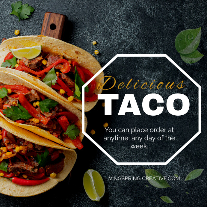 Black Joyful Delicious Taco Instagram Post Template | PosterMyWall