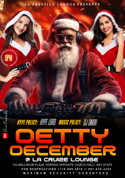 Black Joyful Detty December A4 Template | PosterMyWall