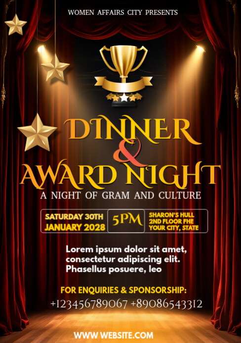 Black Joyful Dinner And Awards Night Party A5 Template | PosterMyWall