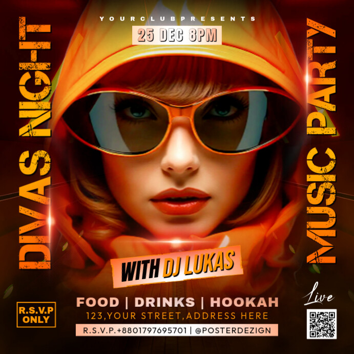 Black Joyful Divas Night Party Instagram Post Template | PosterMyWall