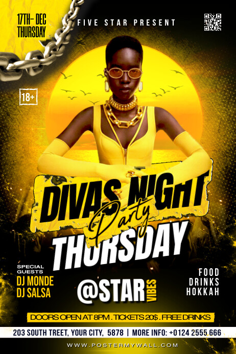 Black Joyful Divas Night Party Poster Template | PosterMyWall