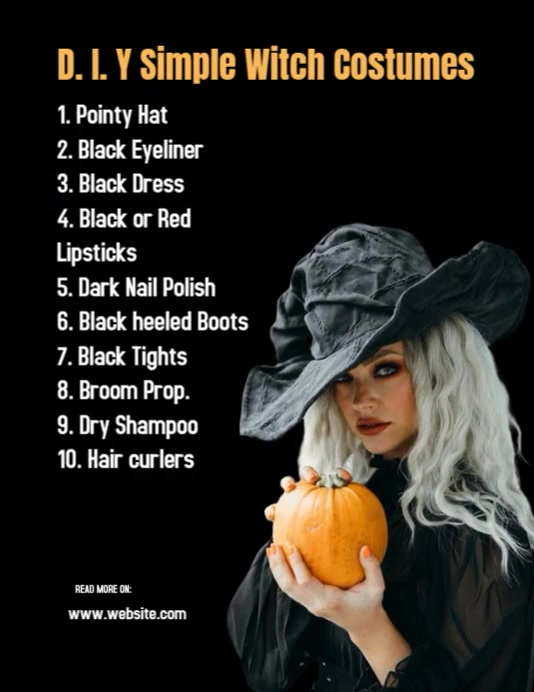 Black Joyful Diy Witch Costume Guide Flyer (us Letter) Template ...