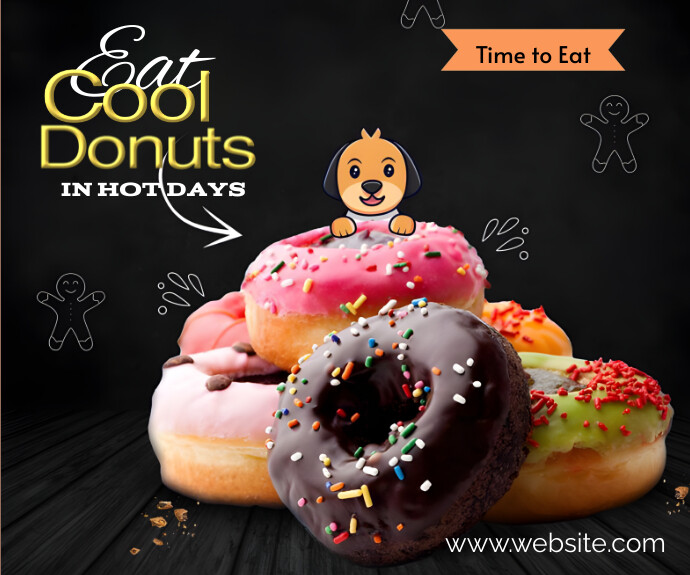 Black Joyful Donut Medium Rectangle Template | PosterMyWall
