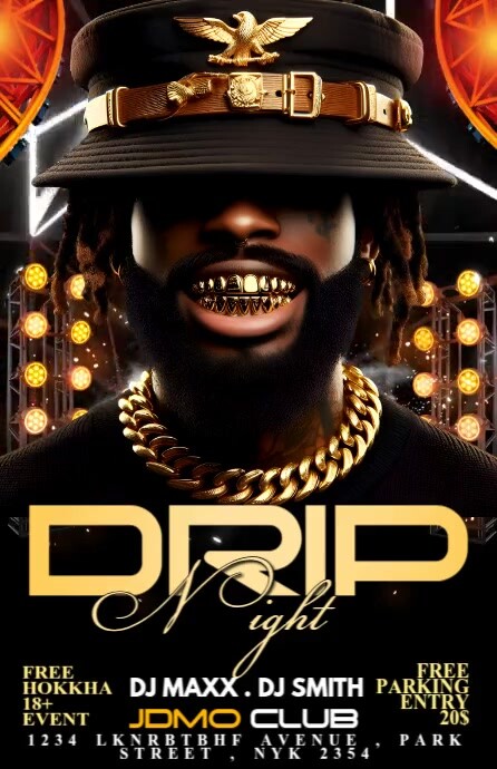 Black Joyful Drip Party Half Page Wide Template | PosterMyWall