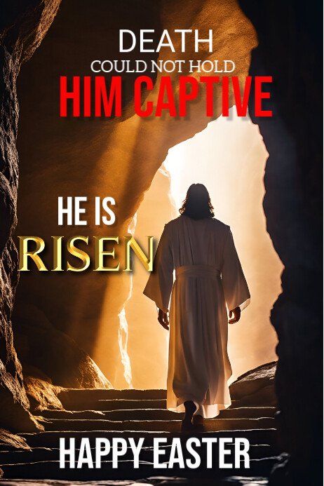 Black Joyful Easter He Is Risen Poster Poster Template | PosterMyWall