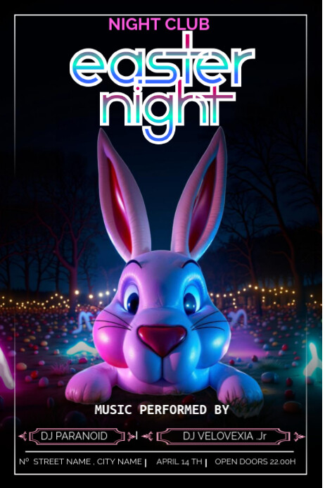 Black Joyful Easter Party Night Club Poster Template | PosterMyWall