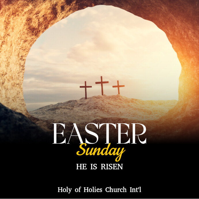 Black Joyful Easter Sunday He Is Risen Black And Brown Background ...