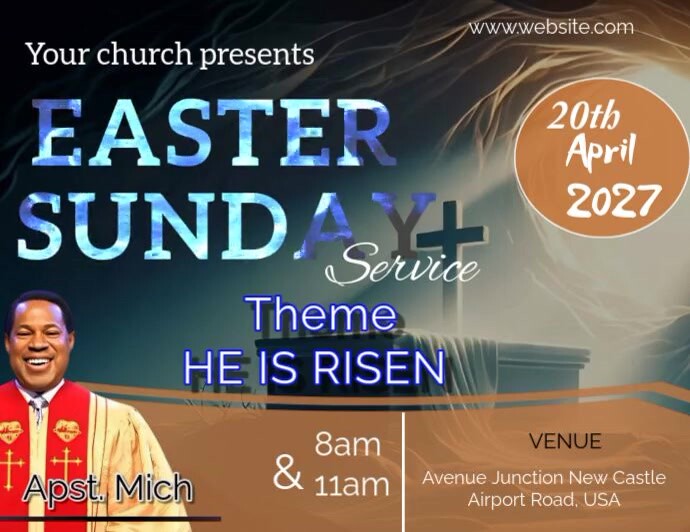 Black Joyful Easter Sunday Service Invite Video Flyer (us Letter ...