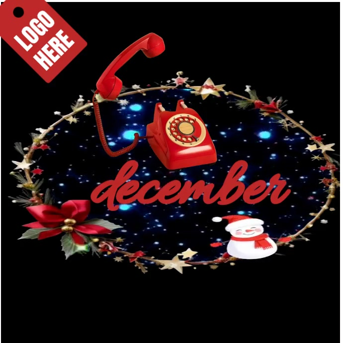 Black Joyful Editable Hello December Video Template With Telephone Icon ...