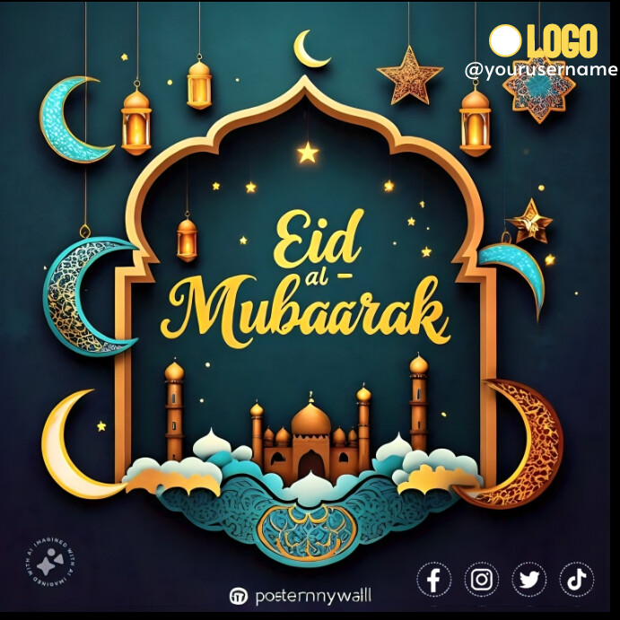 Black Joyful Eid Instagram Post Template | PosterMyWall