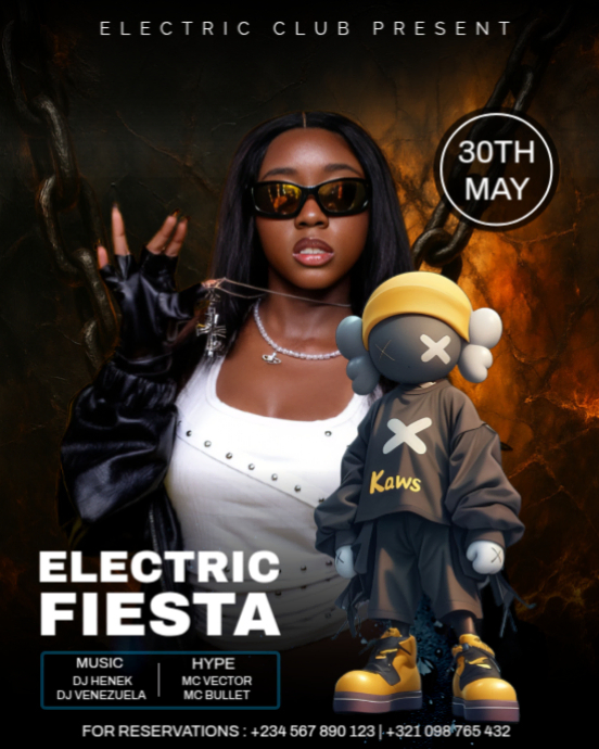 Black Joyful Electric Fiesta – Customizable Neon Party Flyer | Edm ...
