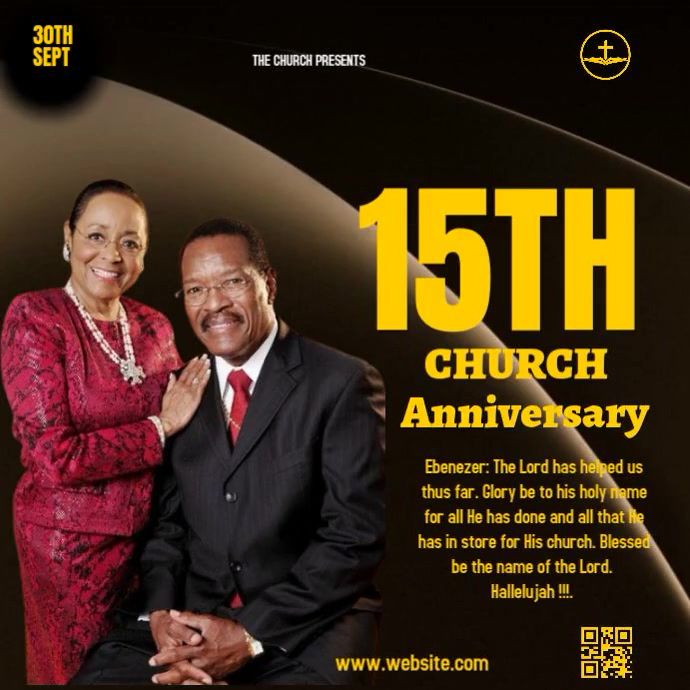 Black Joyful Elegant Church Anniversary Celebration Flyer With Pastor ...