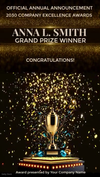 Black Joyful Elegant Gold Award Announcement Instagram Story Template ...