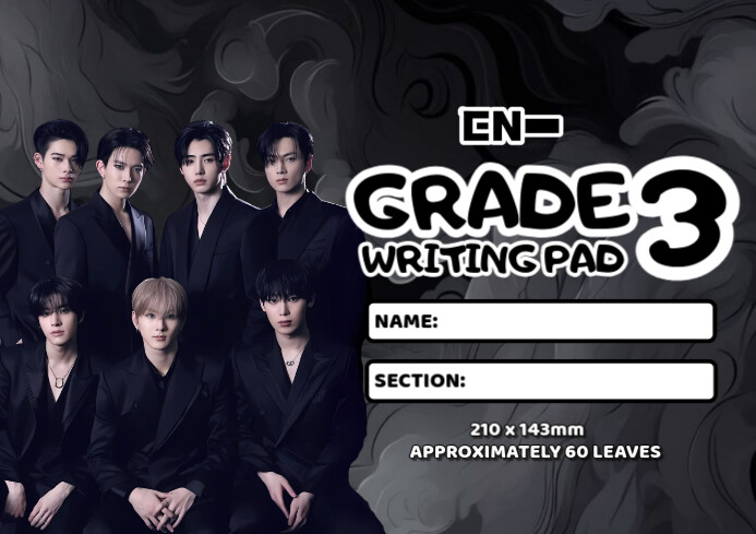 Black Joyful Enhypen Theme Writing Pad A4 Templat | PosterMyWall