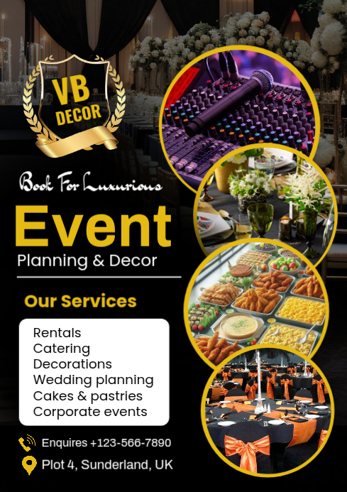 Black Joyful Event Planning Business Flyer Design Template A4 ...