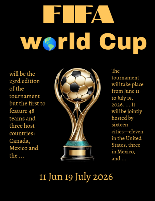 Plantilla de Black Joyful Fifa World Cup Flyer (us Letter) | PosterMyWall