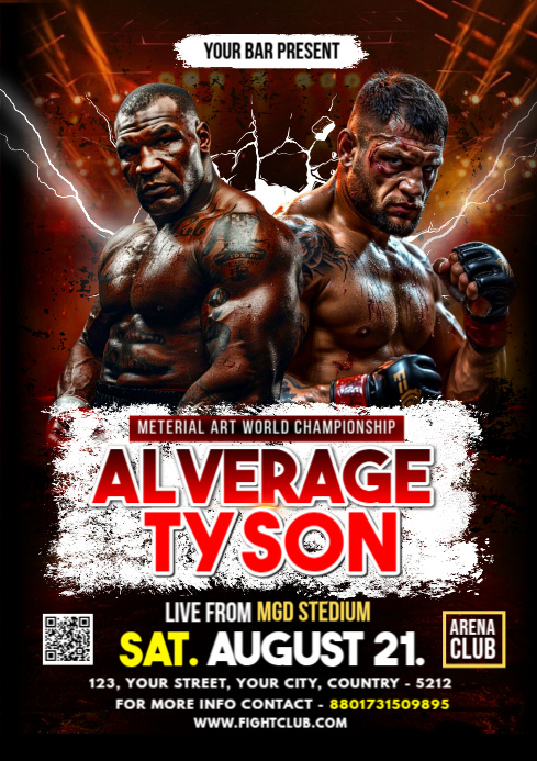 Plantilla de Black Joyful Fight Night A4 | PosterMyWall