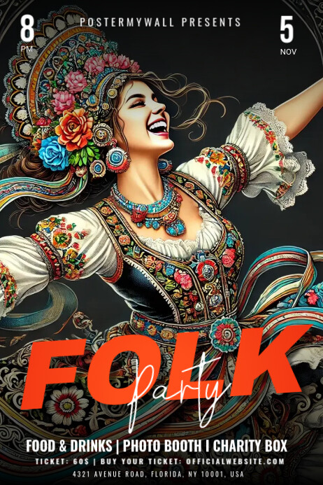 Black Joyful Folk Party Poster Template | PosterMyWall