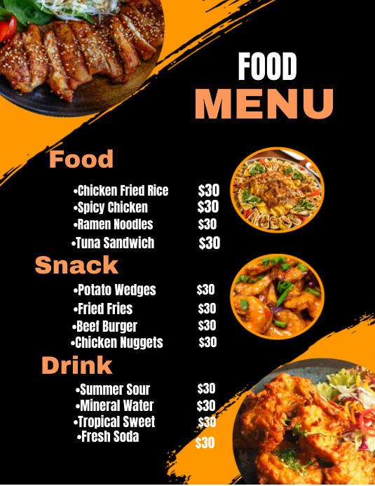 Black Joyful Food Menu Card Flyer (us Letter) Template | PosterMyWall