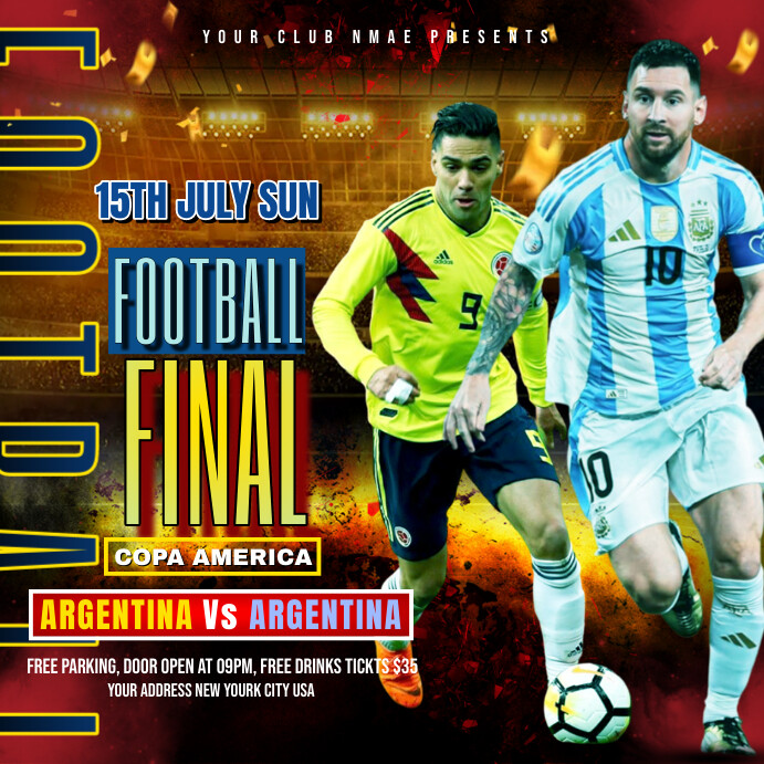 Black Joyful Football Flyer Square (1:1) Template | PosterMyWall