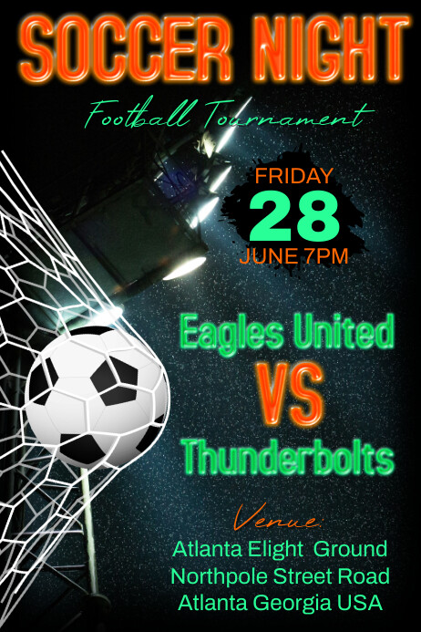 Black Joyful Football Soccer Match Tournament Template | PosterMyWall