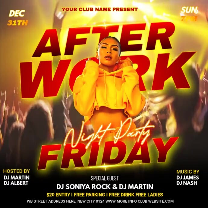 Black Joyful Friday After Work Night Party Video Flyer Instagram Post ...