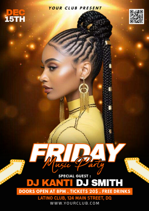 Black Joyful Friday Music Party A4 Template | PosterMyWall