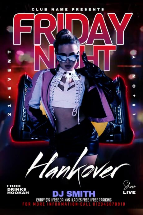 Black Joyful Friday Night Hankover Poster Template | PosterMyWall