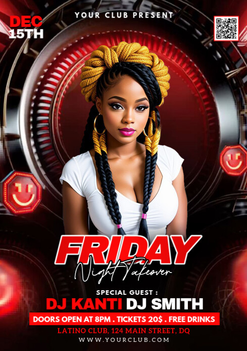 Black Joyful Friday Night Takeover A4 Template | PosterMyWall