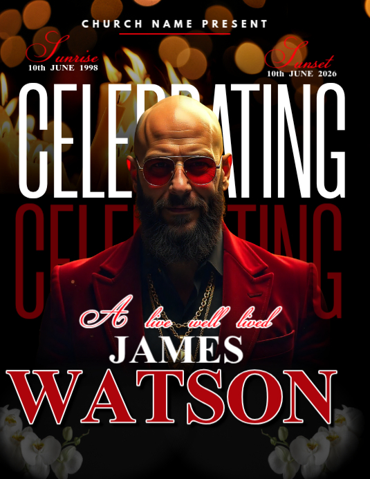 Black Joyful Funeral Program Cover Flyer (us Letter) Template ...