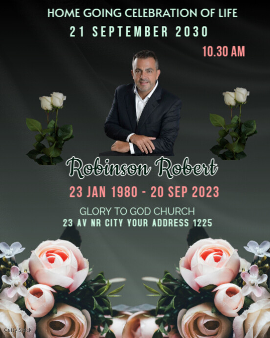 Black Joyful Funeral Tamplat Instagram Portrait Template | PosterMyWall