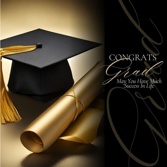 Black Joyful Gold And Black Happy Graduation Ceremony Template ...