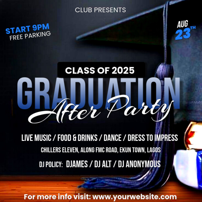 Copy of Black Joyful Graduation After Party Design Instagram Post ...