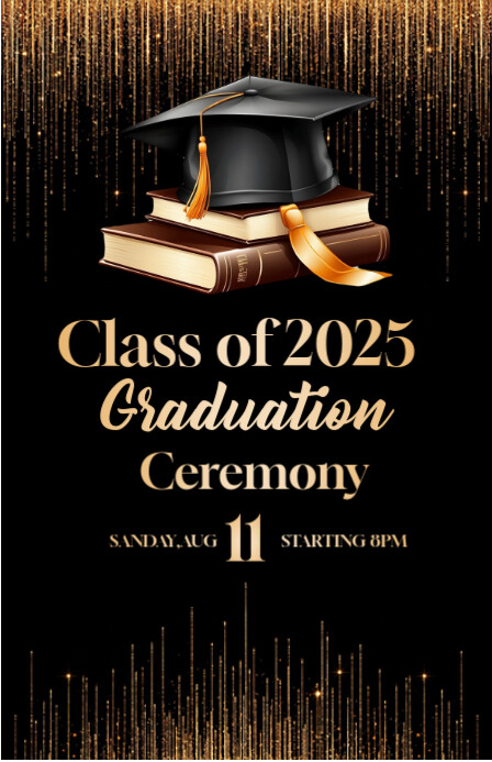 Black Joyful Graduation Black And Gold Background Half Page Wide ...